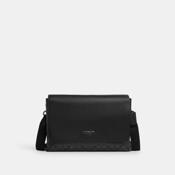 Caleb Messenger Bag In Signature Canvas (Qb/Charcoal/Black) | Best ...